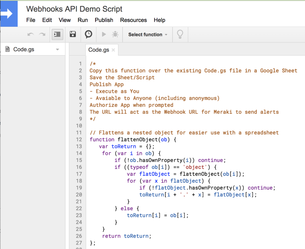 Meraki Dashboard Alerts with Google Sheets - Meraki Developer Hub ...
