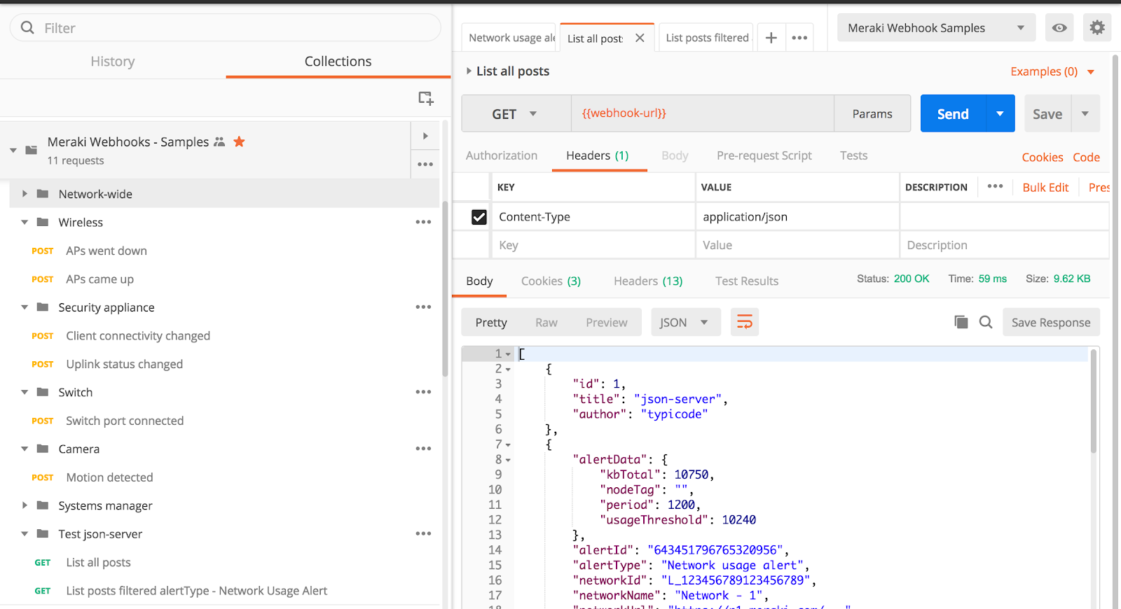 Meraki Webhooks with json-server - Developer Hub – Homepage - Cisco Meraki Developer Hub